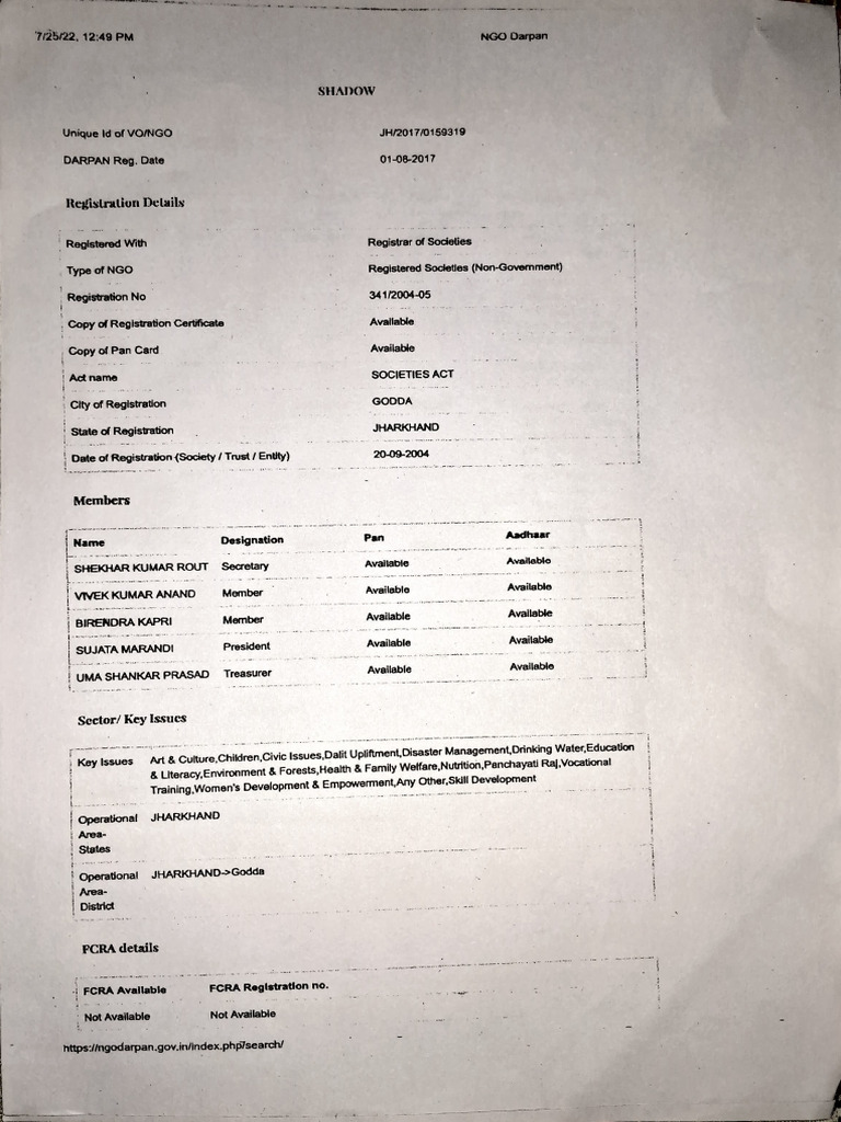 NGO Darpan Unique Id Niti Ayog | PDF | Government Of India