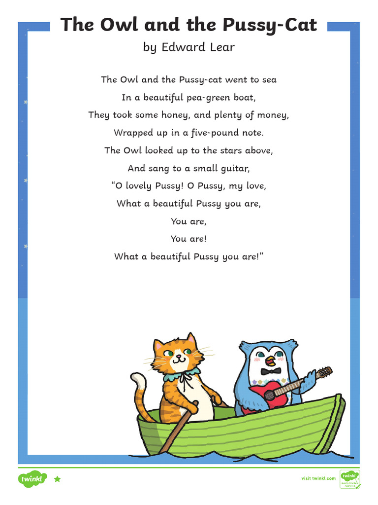The Owl and The Pussy-Cat Poem | PDF | Cats | Poems
