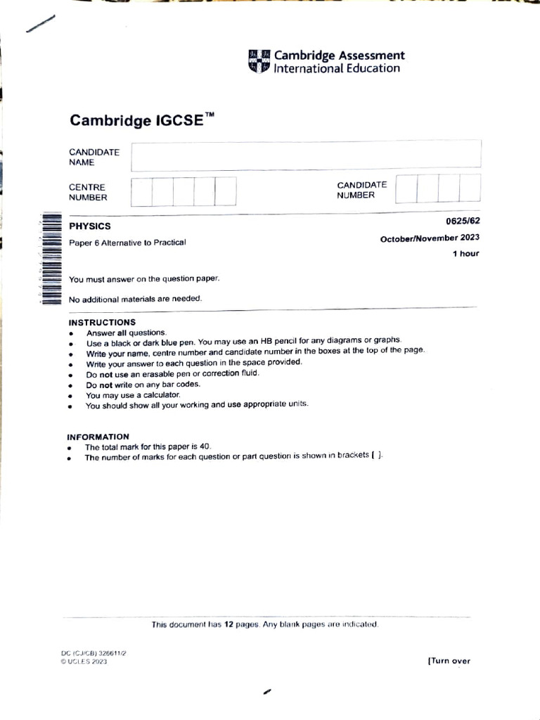 Cambridge IGCSE" | PDF | Thermometer | Pendulum