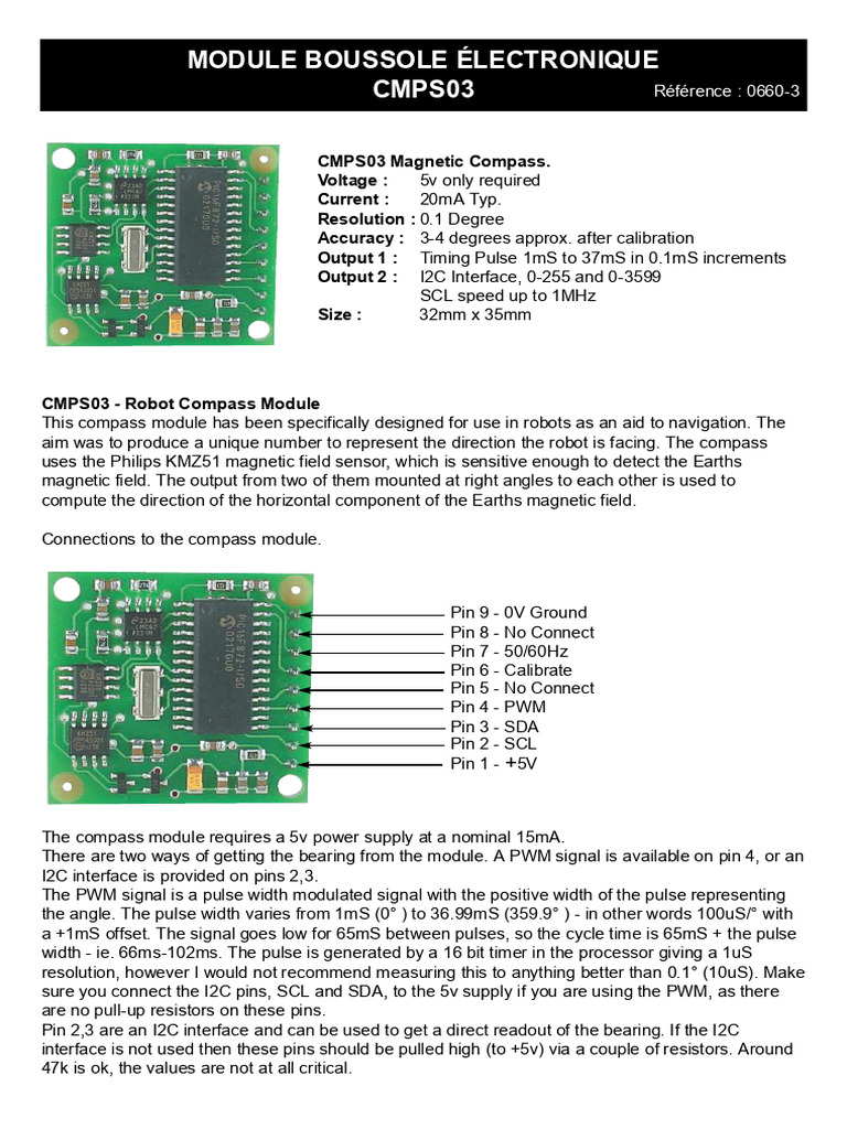 CMPS03 - Module Boussole Electronique | PDF | Computer Engineering ...