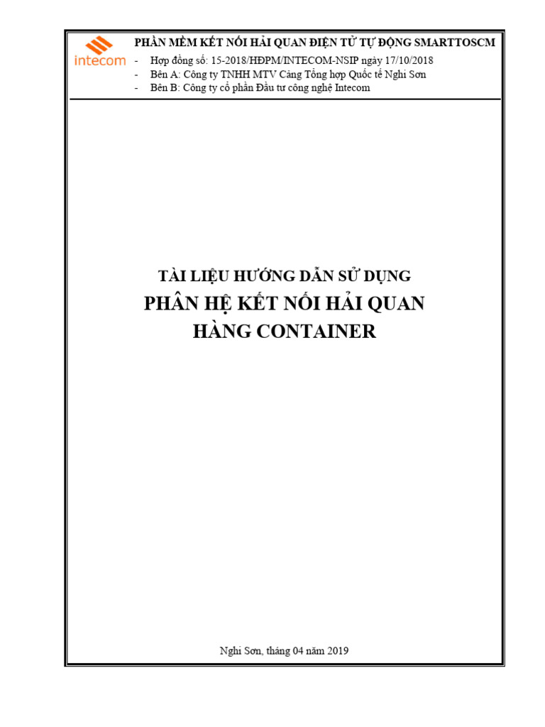 TempTai Lieu Huong Dan Su Dung - SmartTOSCM - Container | PDF