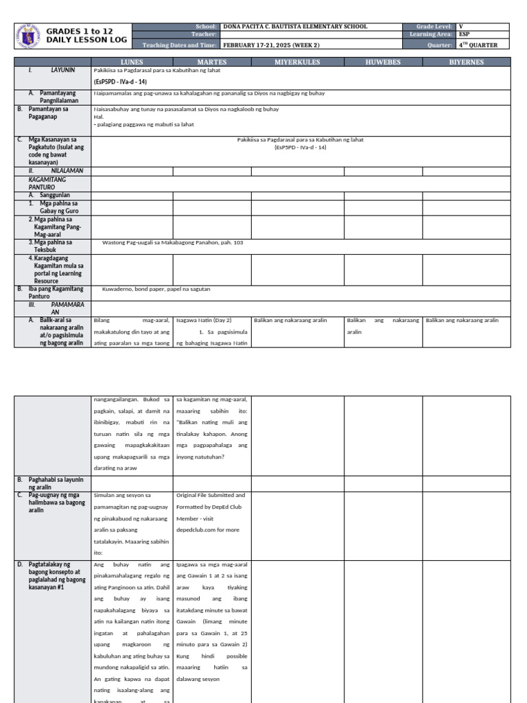 DLL_ESP 5_Q4_W2 | PDF