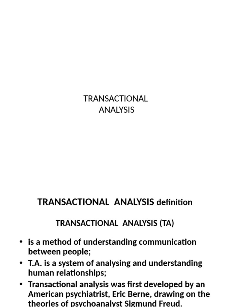 Transactional Analysis | PDF | Psychology | Behavioural Sciences