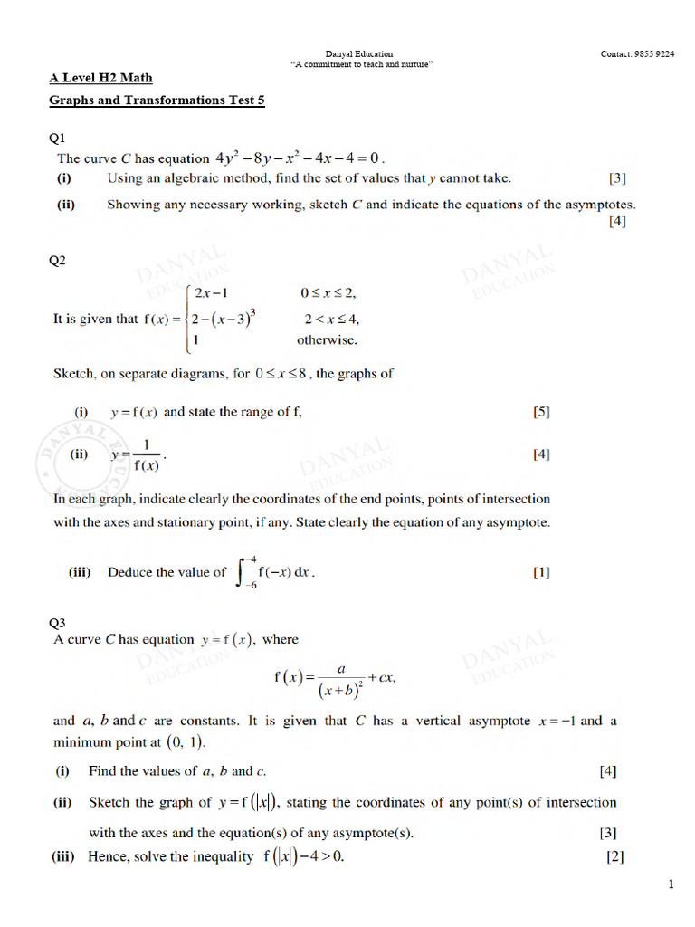Graphs and Transformations Test 5 | PDF