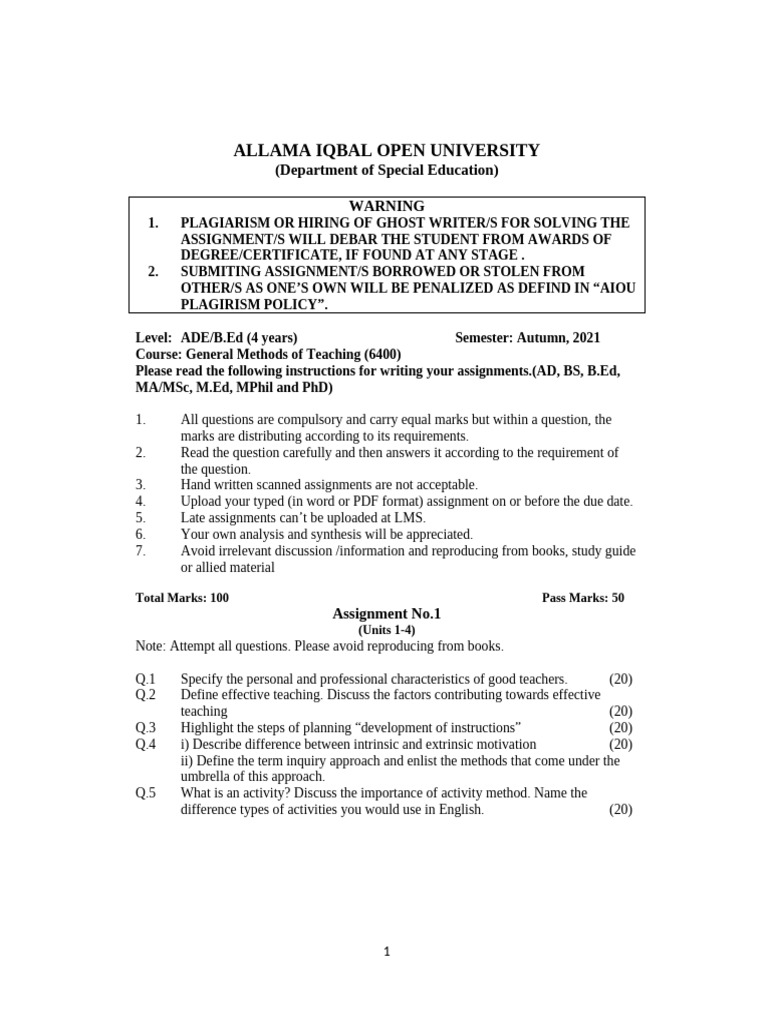 6400 Teaching Techniques Assignment | PDF | Evaluation | Teaching