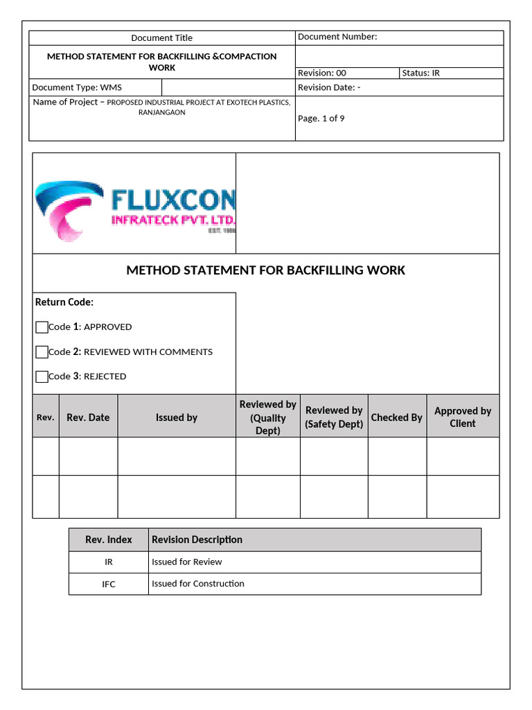 3 Wms-Method Statement For Backfilling Work | PDF | Personal Protective Equipment