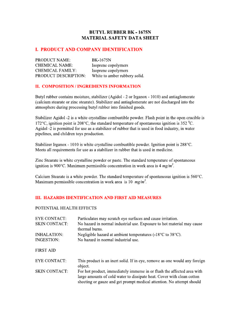 SDS Butyl Gloves | PDF