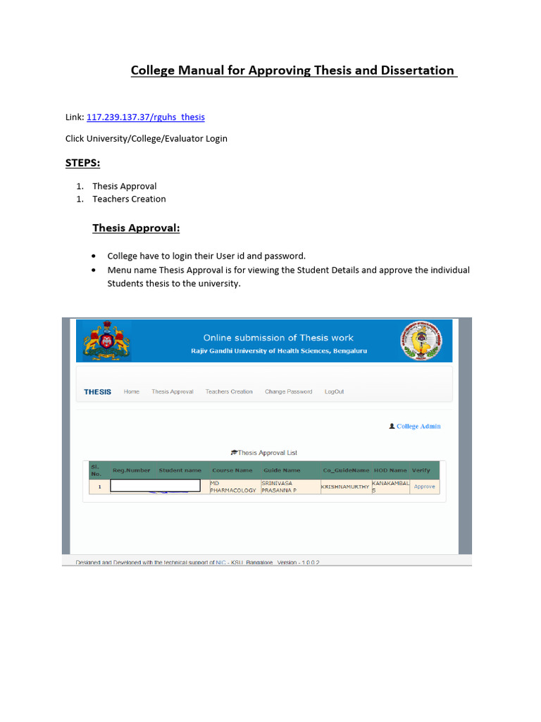 College Manual For Approving Thesis and Dissertation | PDF