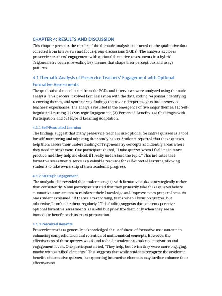Chapter 4 Thematic Analysis | PDF | Cognition | Learning
