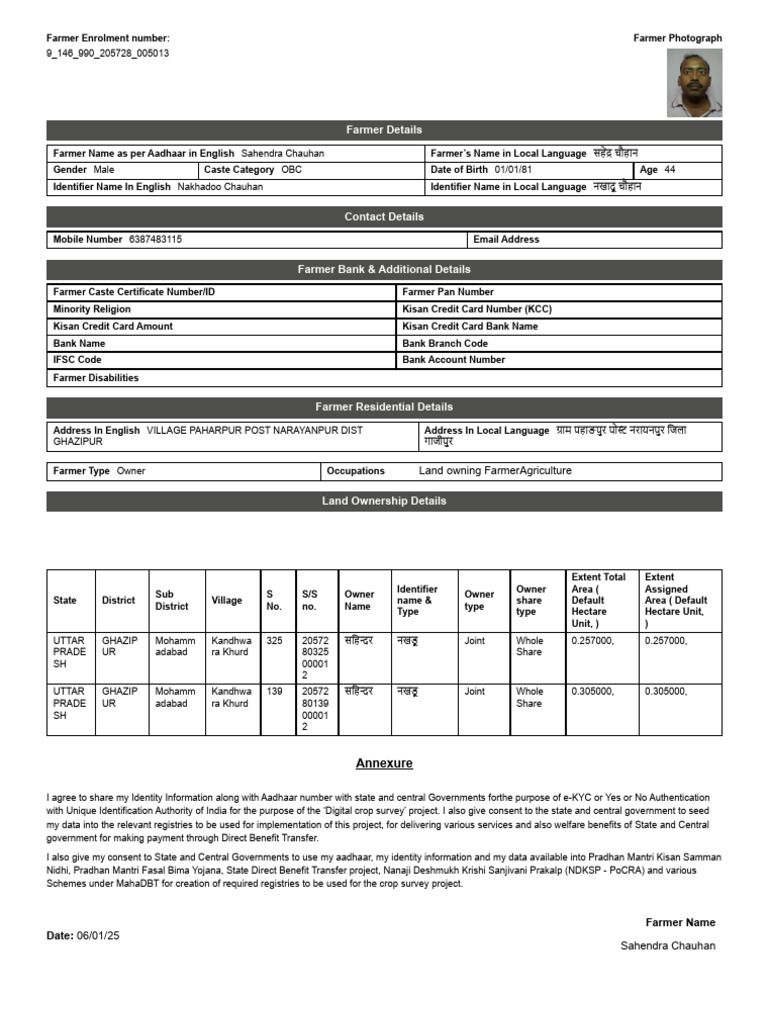 Farmer Registry Enrollement Data-Sahendra | PDF | Authentication ...