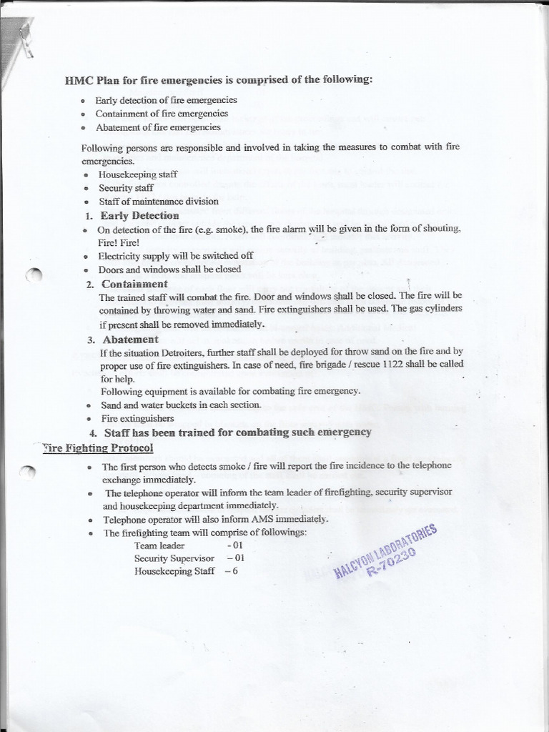 Fire and Non Fire Emergency Plan | PDF