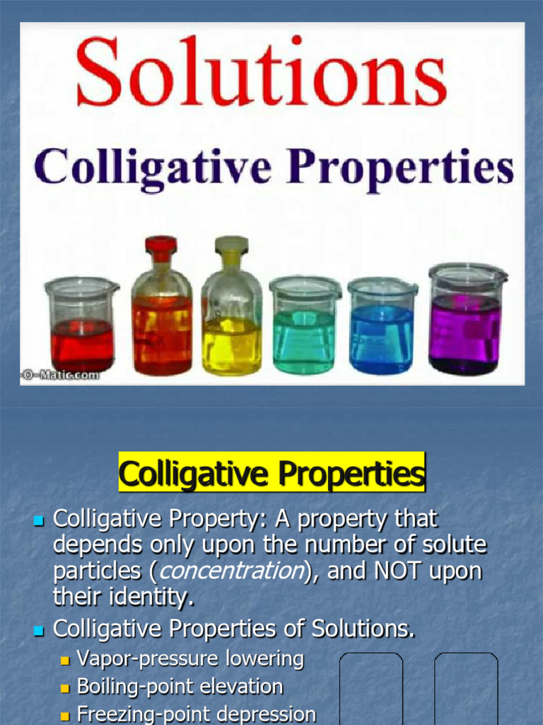 Colligative Properties of Solutions | PDF | Physical Phenomena | Physical Chemistry