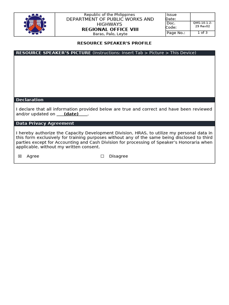 Resource Speaker Profile Template | PDF | Computing