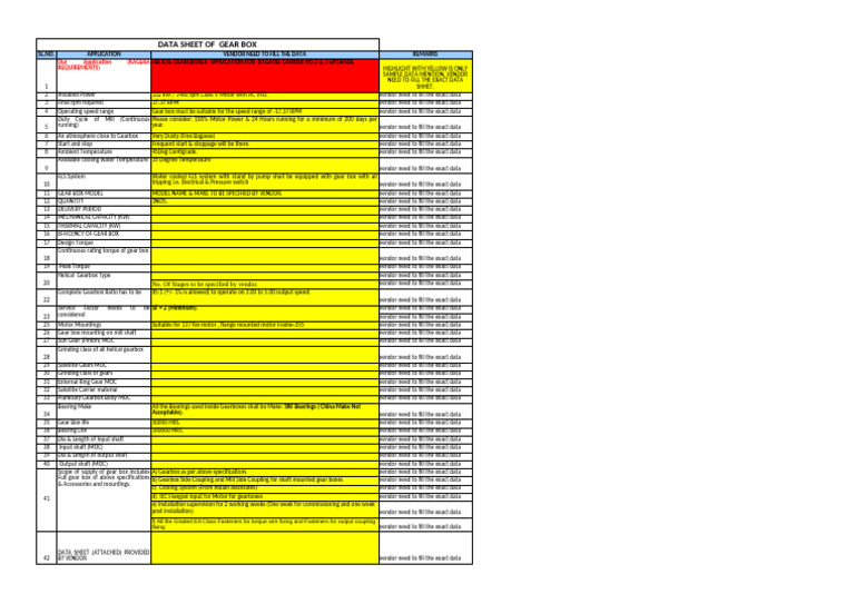 Gearbox Specifications for 137 kW Motor | PDF | Manufactured Goods ...