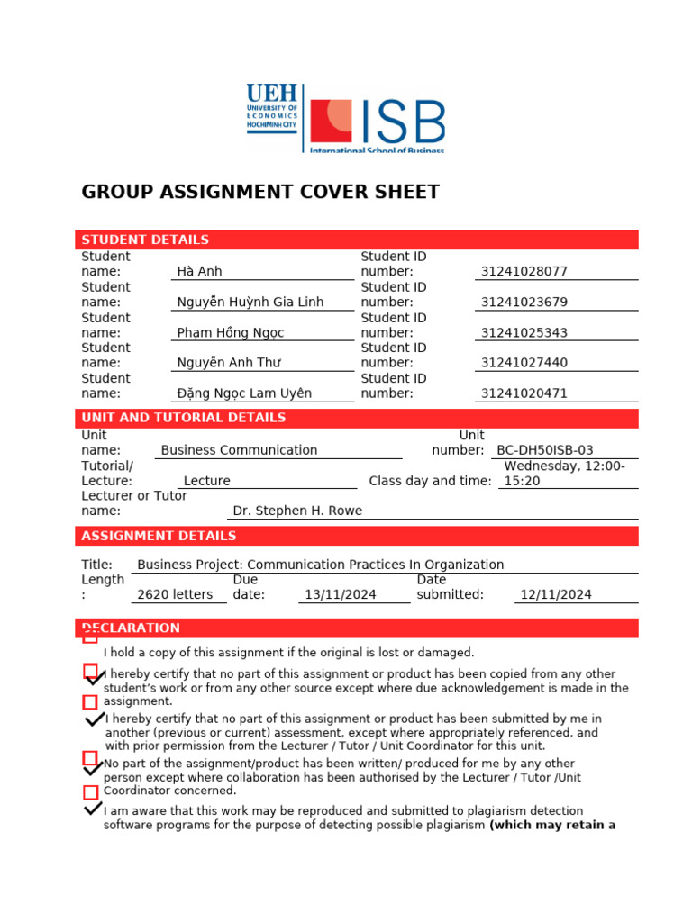 A3 - Report - Team3 - Dang Ngoc Lam Uyen - BC3 | PDF | Communication | Thought