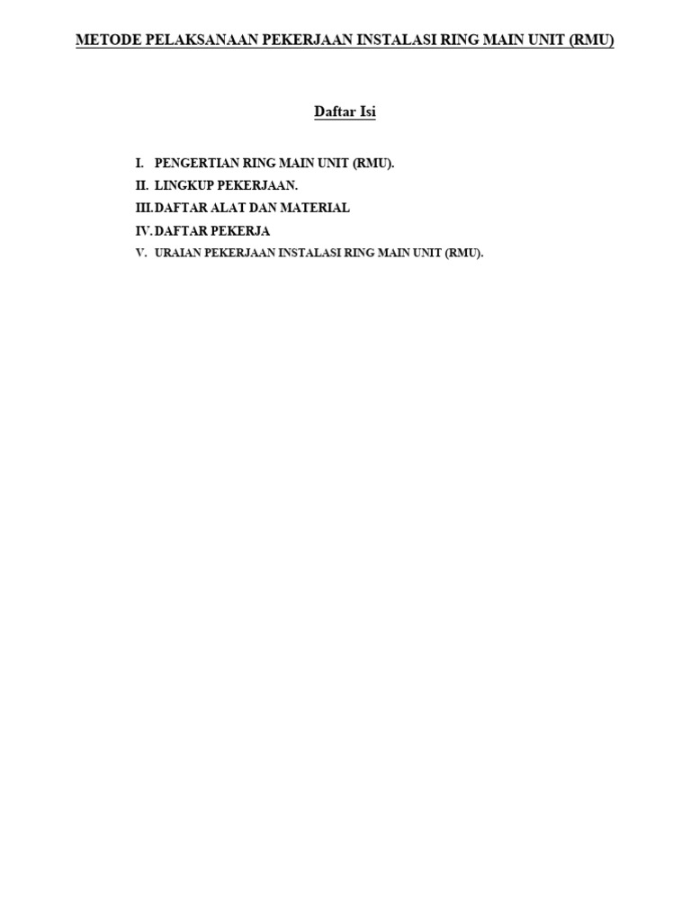 Instalasi Ring Main Unit (RMU) Lengkap | PDF