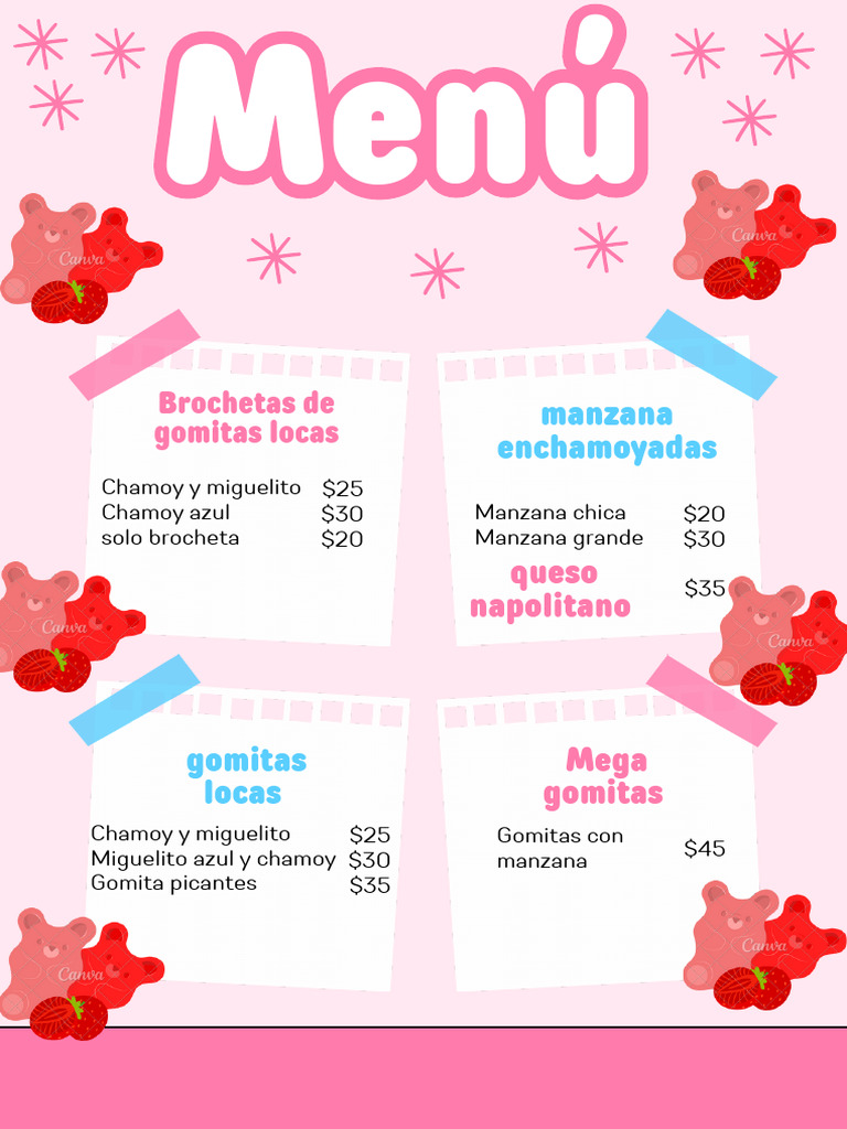 Menú Donas de Sabores Ilustrado Rosa - 20250324 - 002634 - 0000 | PDF
