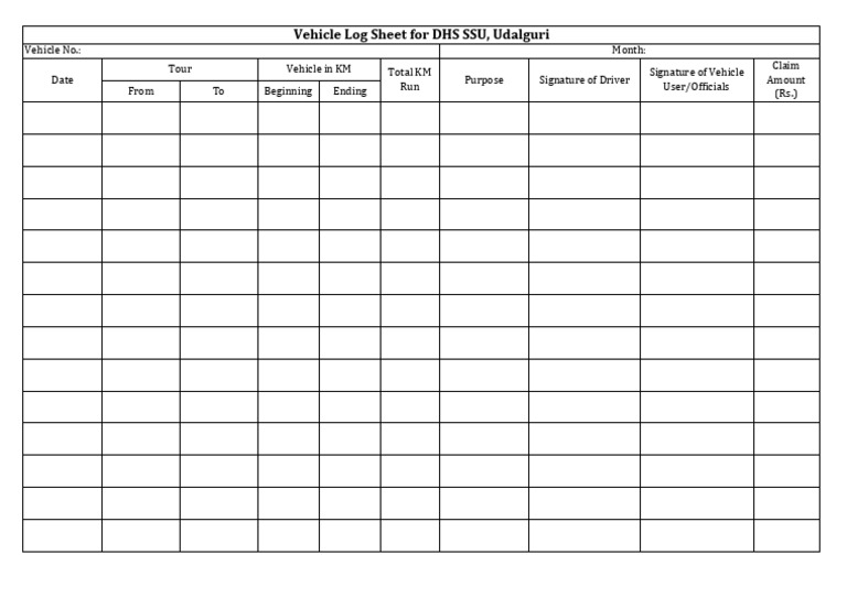 Log Sheet DHS | PDF