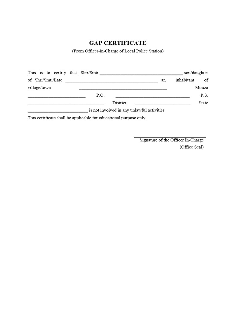 Gap Certificate | PDF