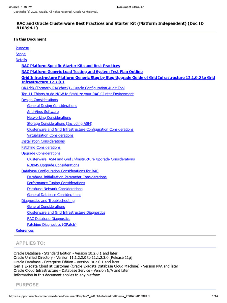 Oracle Clusterware Best Practices Pdf Computer Network I Pv6 9305