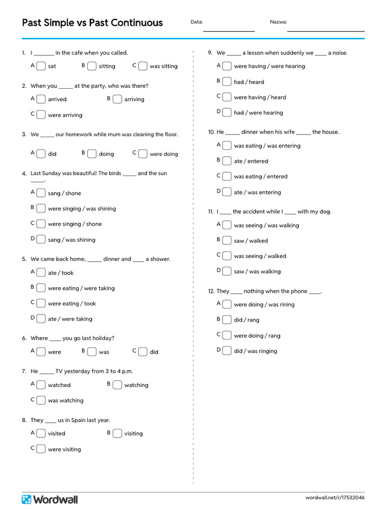 Past Simple Vs Past Continuous Test | PDF