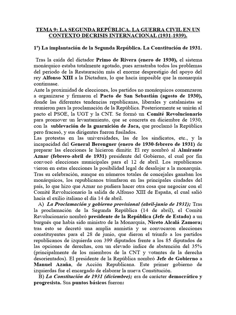 Segunda República y Guerra Civil en España | PDF | guerra civil ...