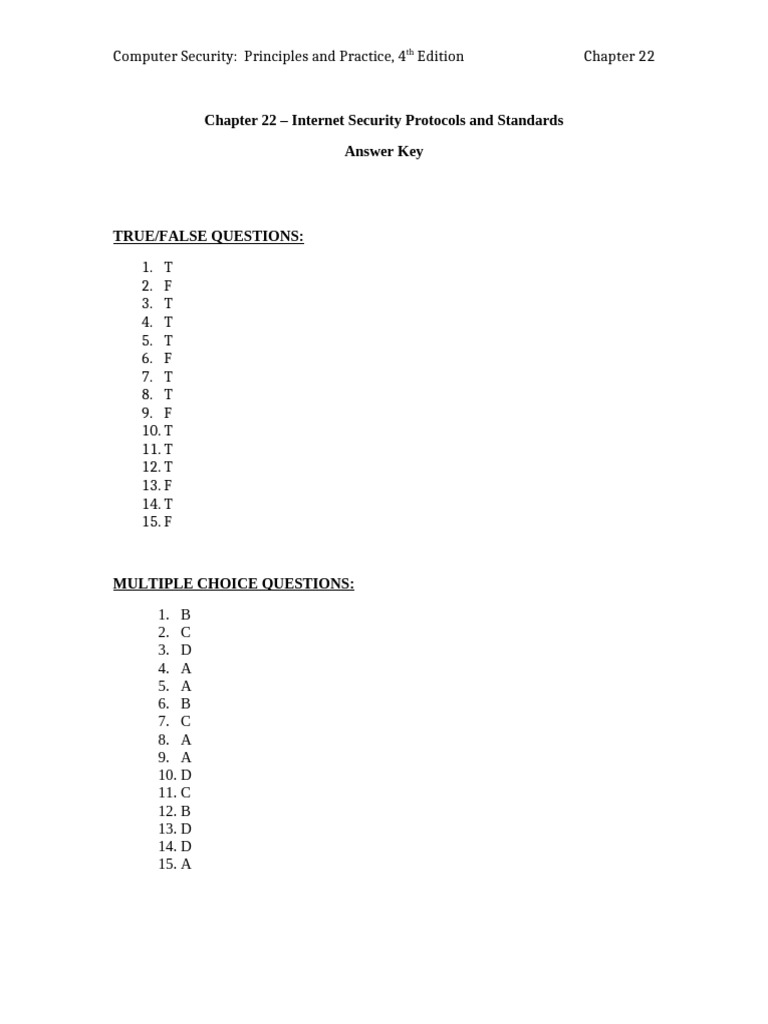 Chapter 22 Answer Key - CompSec4e | PDF