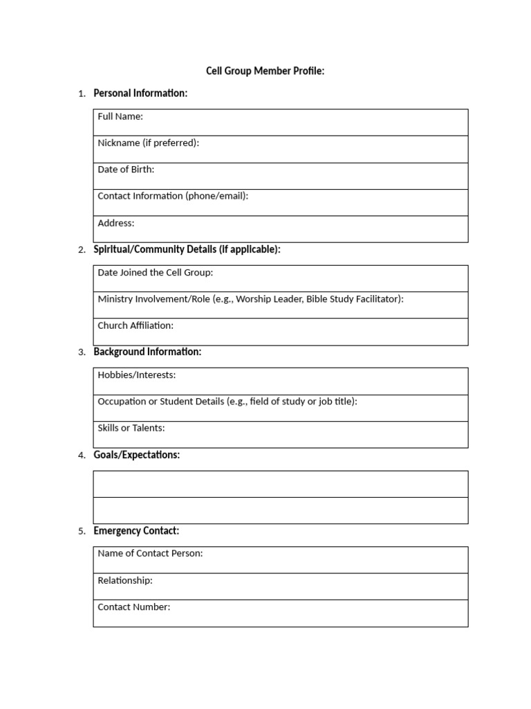 Cell Group Member Profile Overview | PDF