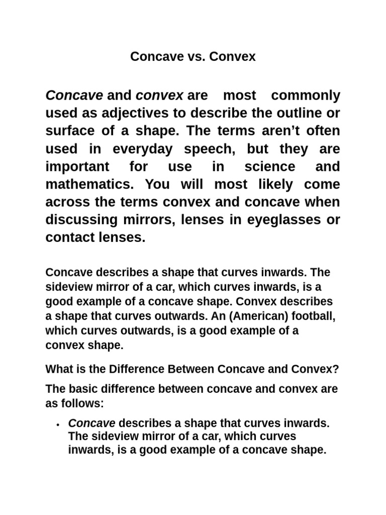 Grade 10 Lesson Concave Vs Convex | PDF