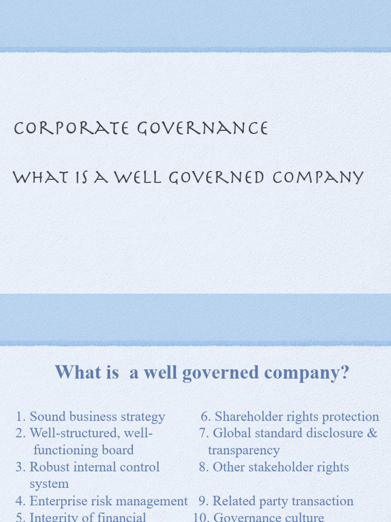 CG CSR Session - What Is A Well Governed Firm | PDF | Internal Audit ...