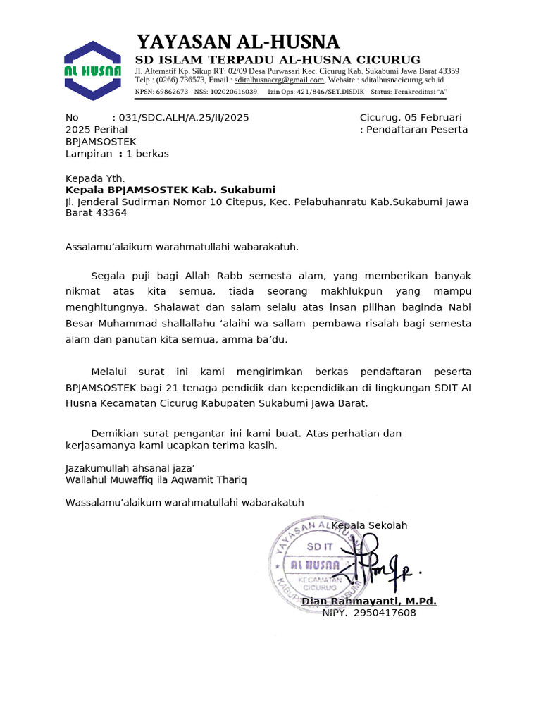 Surat Pengantar BPJS Ketenagakerjaan | PDF