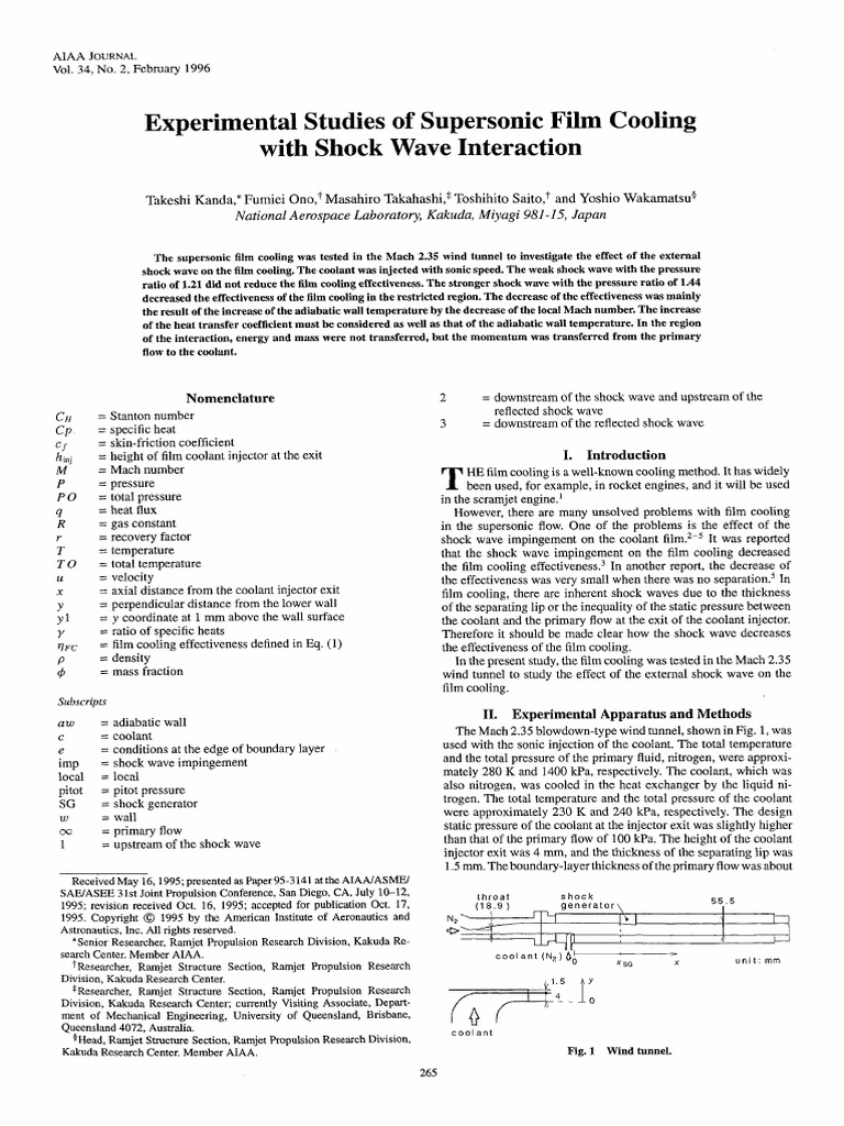 Supersonic Film Cooling with Shock Waves | PDF | Shock Wave | Mach Number