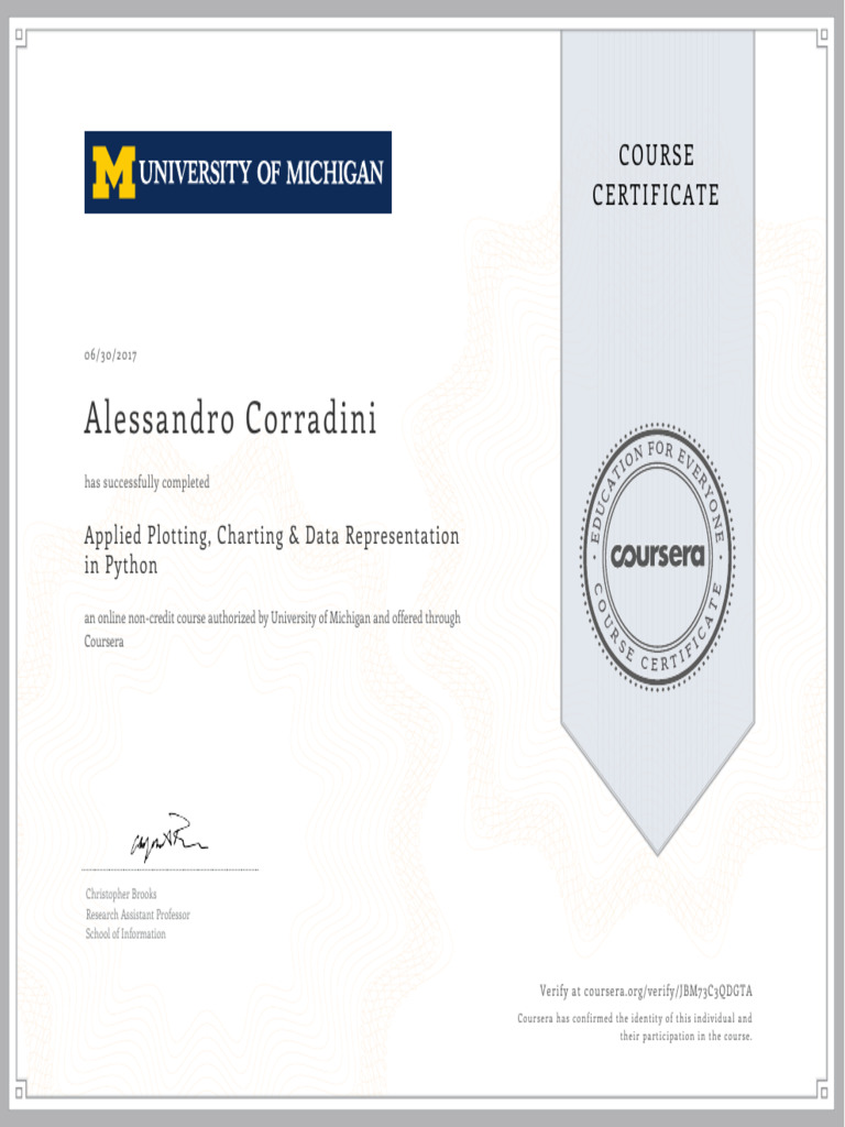 Coursera - Applied Plotting, Charting and Data Representation in Python Certificate - University ...