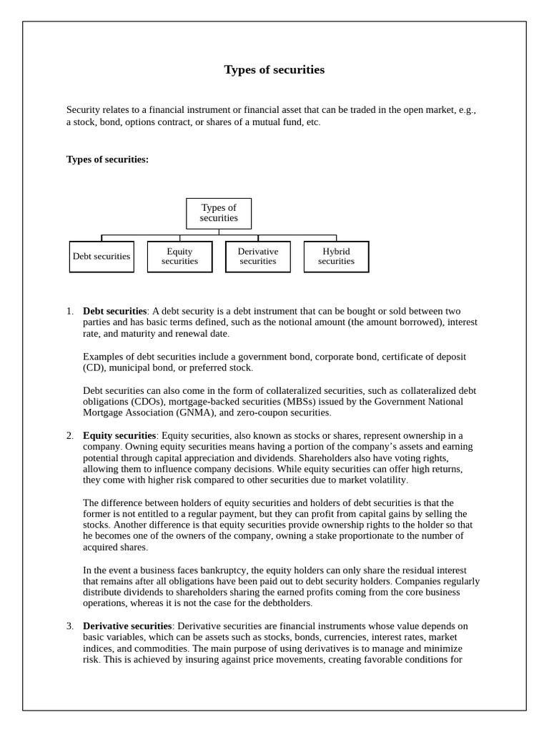 Types of Securities | PDF