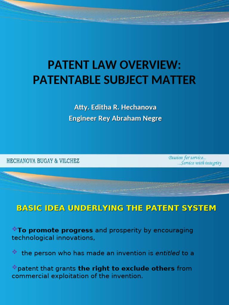 Patent-Law-Overview_-Patentable-Subject-Matter | PDF | Patent | Patent Application