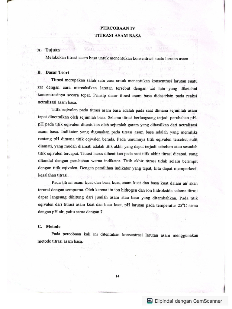 Praktikum Titrasi Asam Basa | PDF