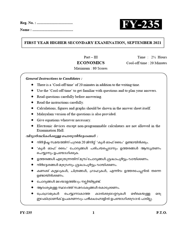 Economics Exam Guidelines and Questions | PDF | Cost Of Living | Survey ...