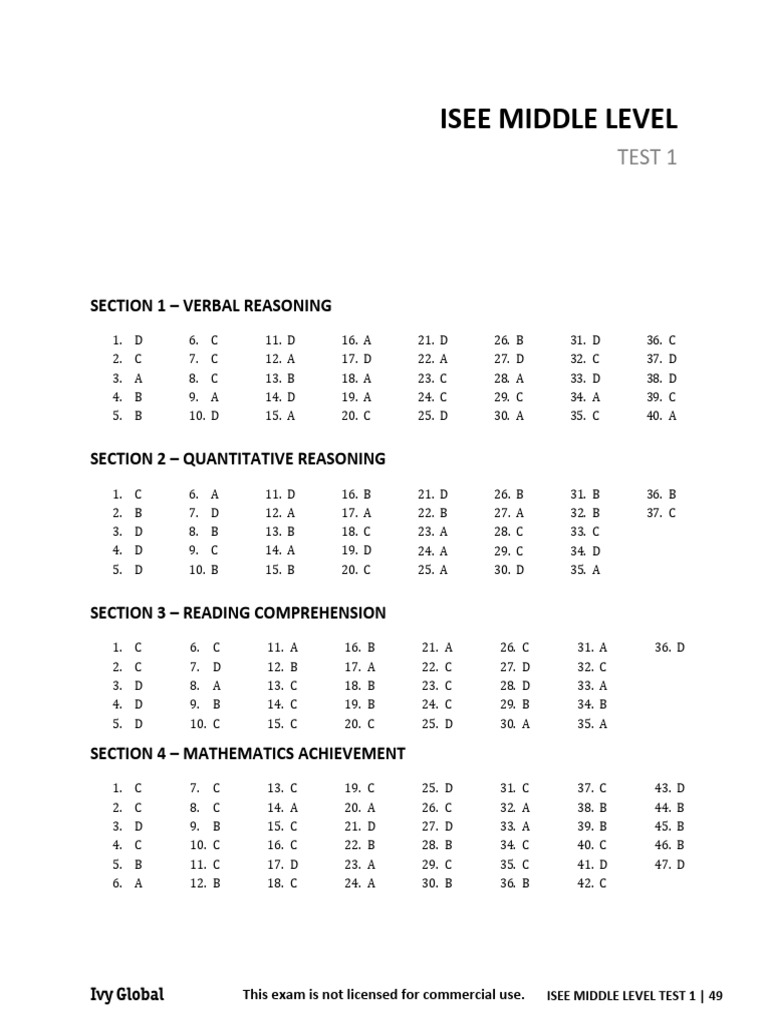 All 4 Types of Practice Tests Year 6-7 Answers | PDF