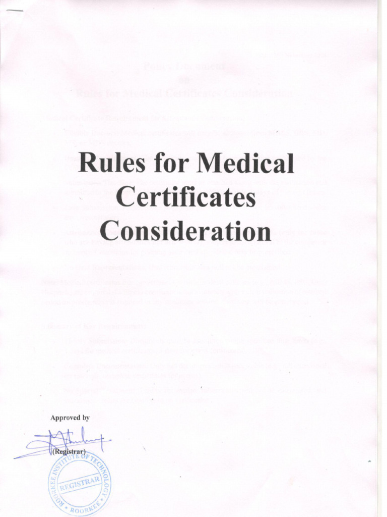 Rules For Medical Certificate | PDF