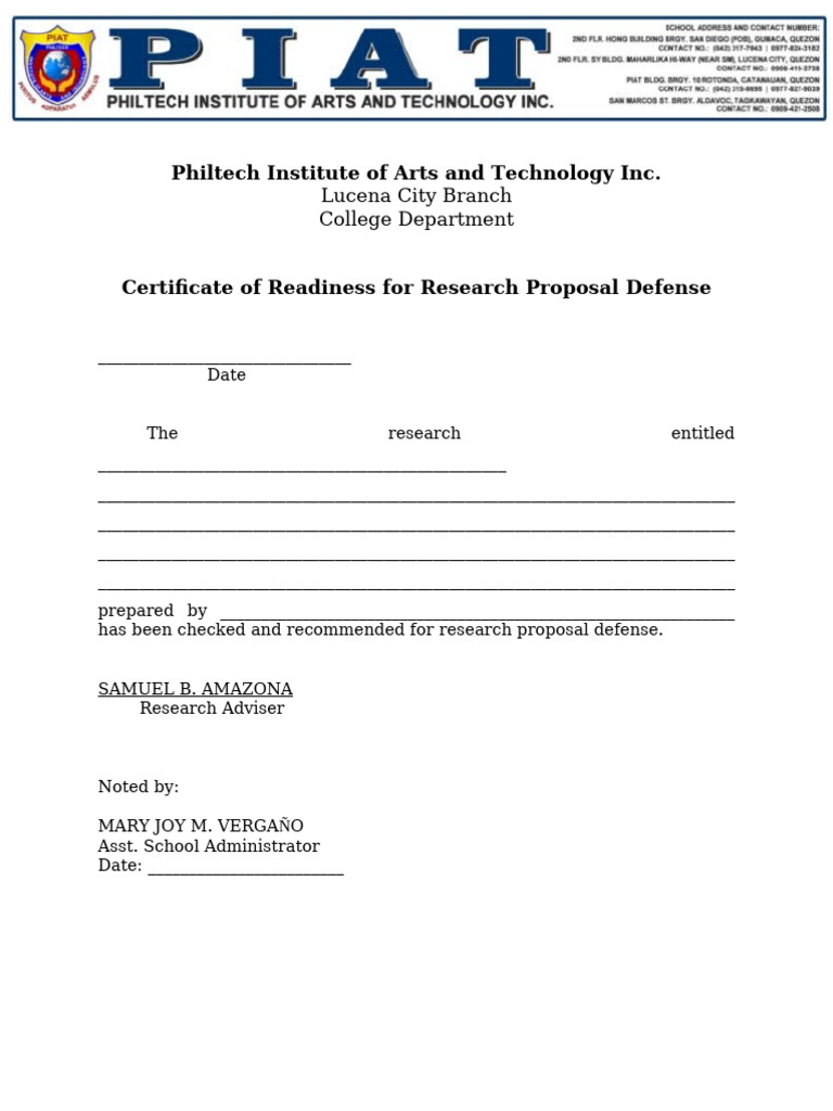 Certificate of Readiness For Oral Defense | PDF