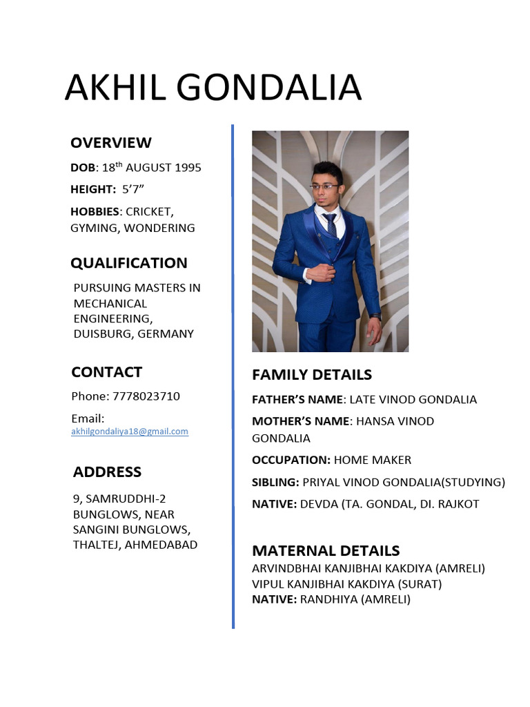 Akhil Biodata | PDF
