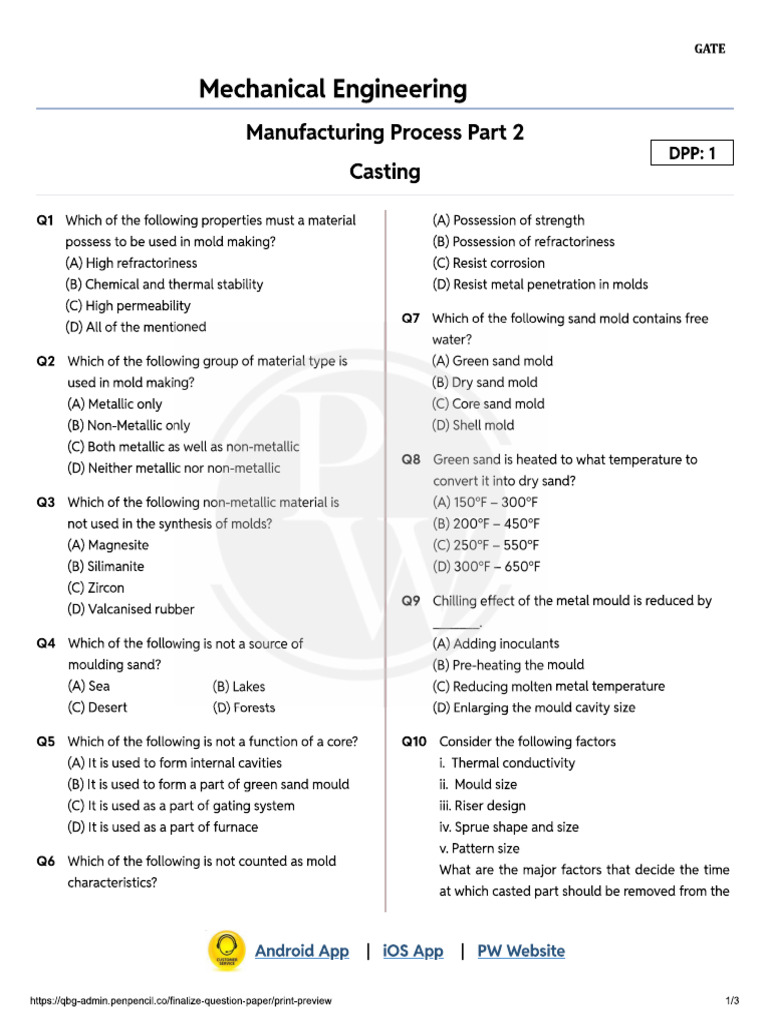 Casting _ DPP 01 | PDF