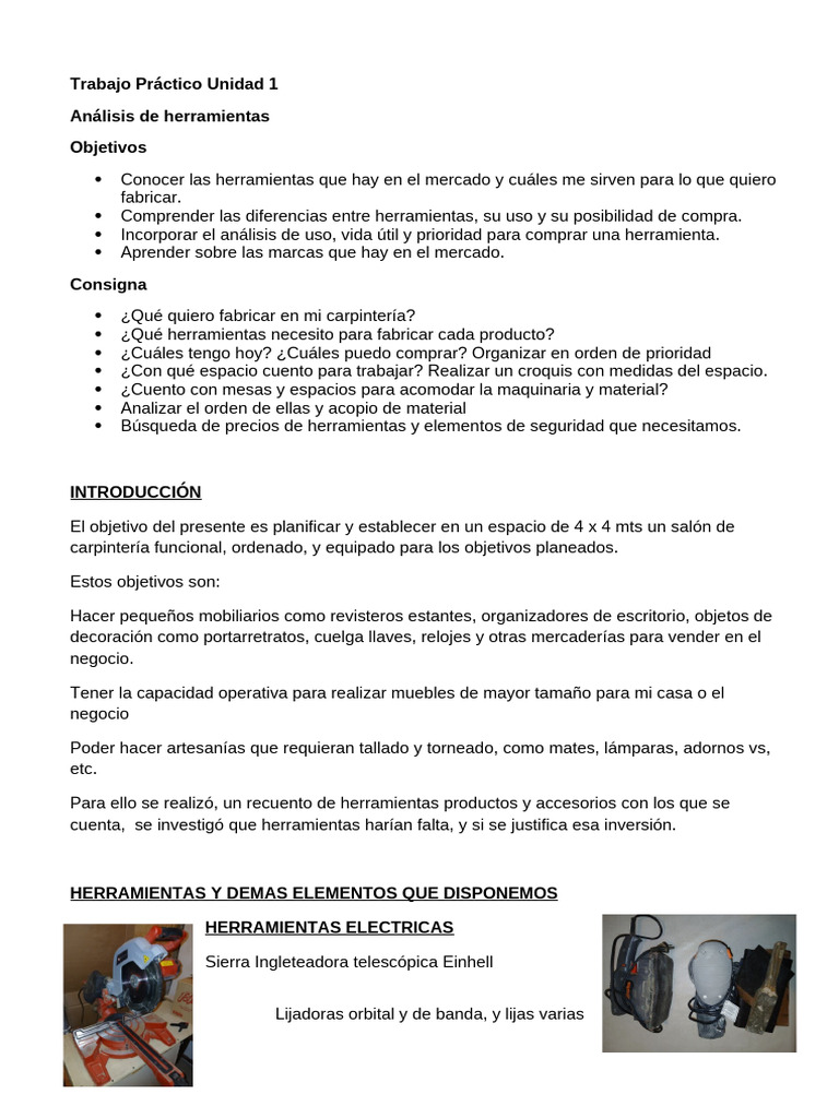 taller de carpinteria | PDF | Carpintería | Herramientas