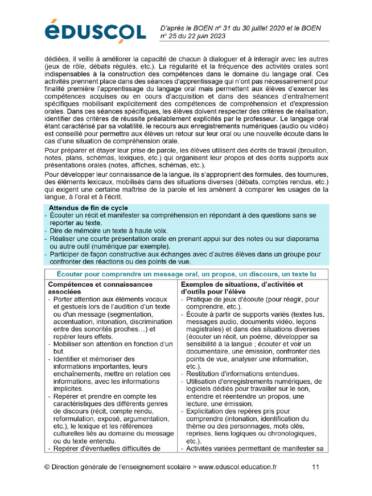Eduscol Cycle 3 Page 3 | PDF