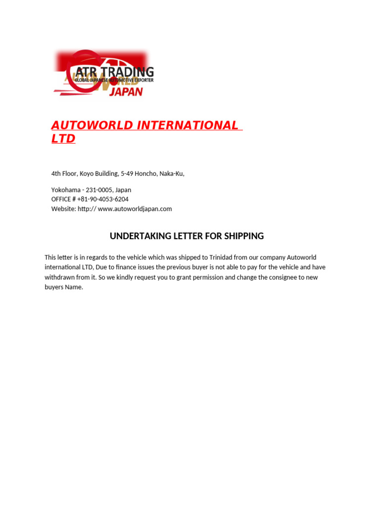 Shipping Consignee Change Request Letter | PDF
