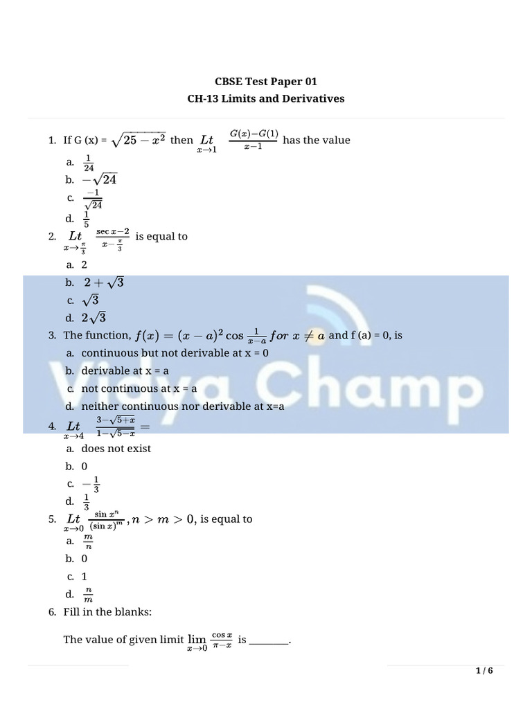 limits and derivative c 11 | PDF | Derivative | Function (Mathematics)