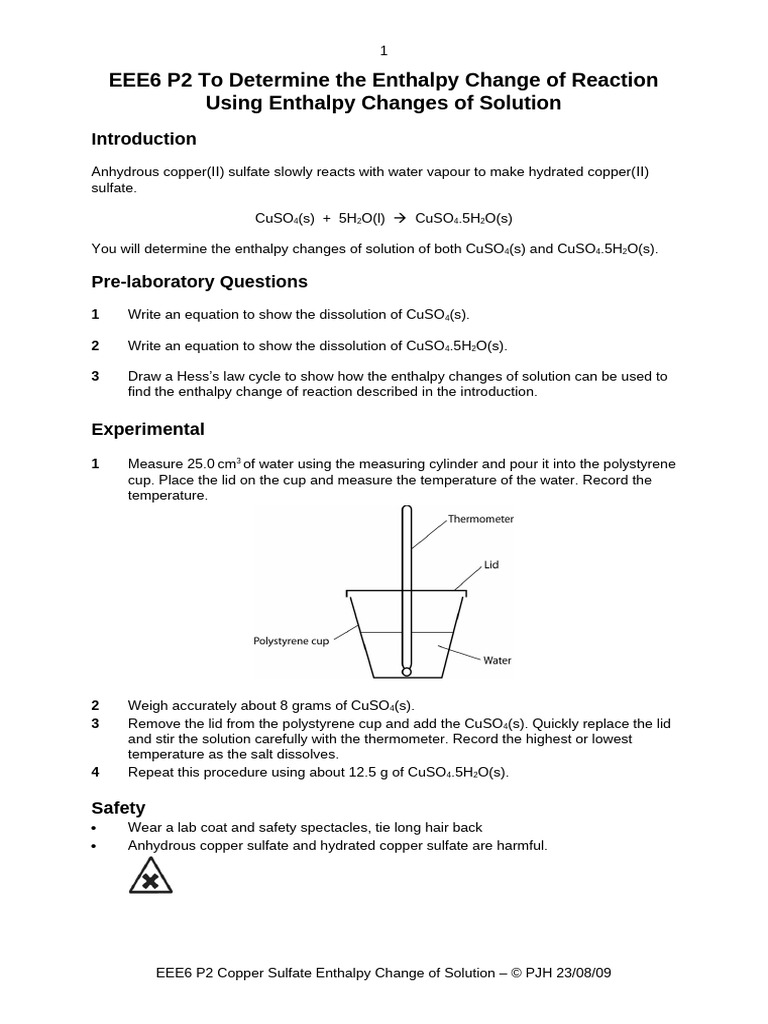 Section Nine - EEE6 P2 Copper Sulfate Enthalpy Change | PDF