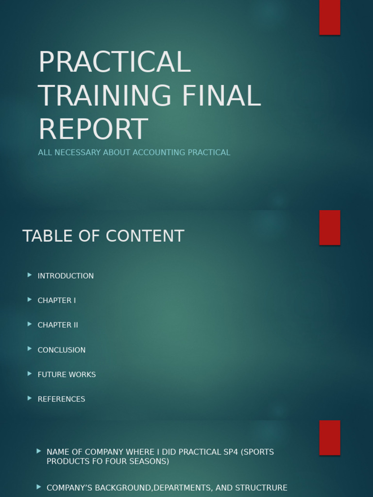 Practical Training Final Report Power Point | PDF