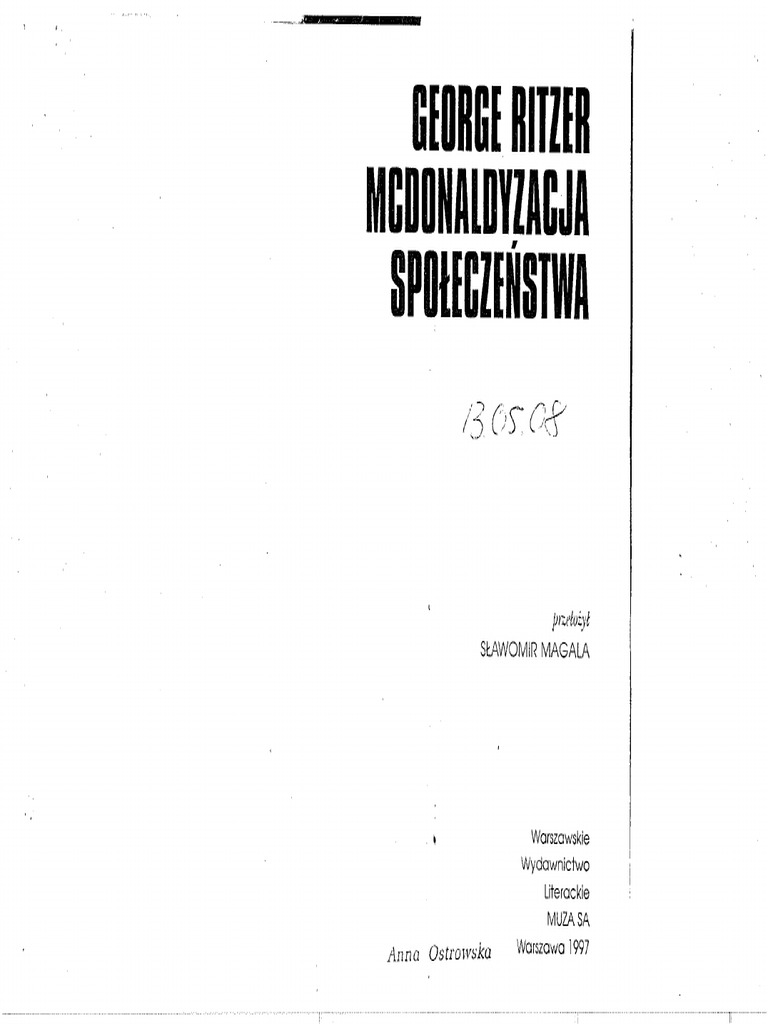 8 - Ritzer - Macdonaldyzacja - Społeczeństwa | PDF