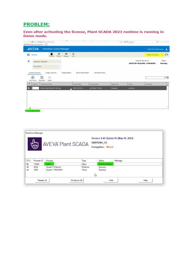 TechNote - AVEVA Plant SCADA 2023 Runtime Issue | PDF | Scada | Computing Platforms